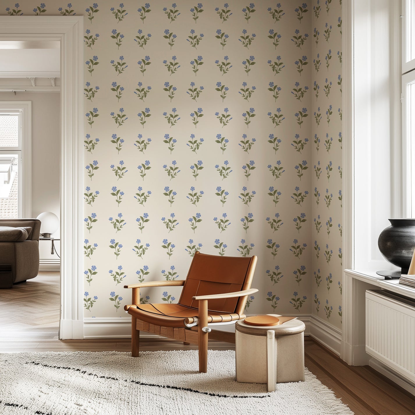 Amelia Floral - Blue Wallpaper | Removable Kids Room & Nursery ...