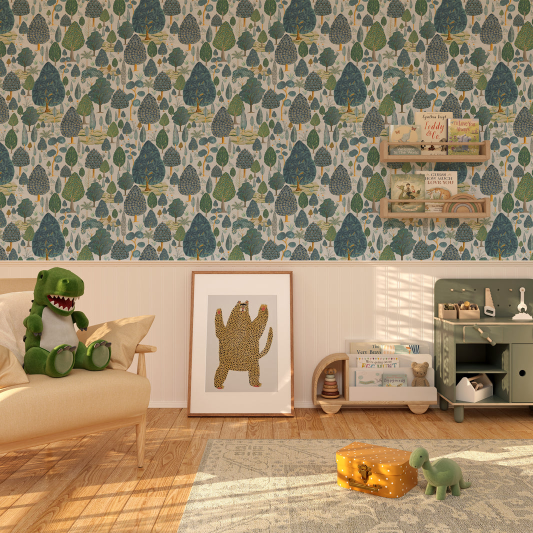 Botanical | Garden Toile and Painted Floral Removable Kids Wallpaper ...
