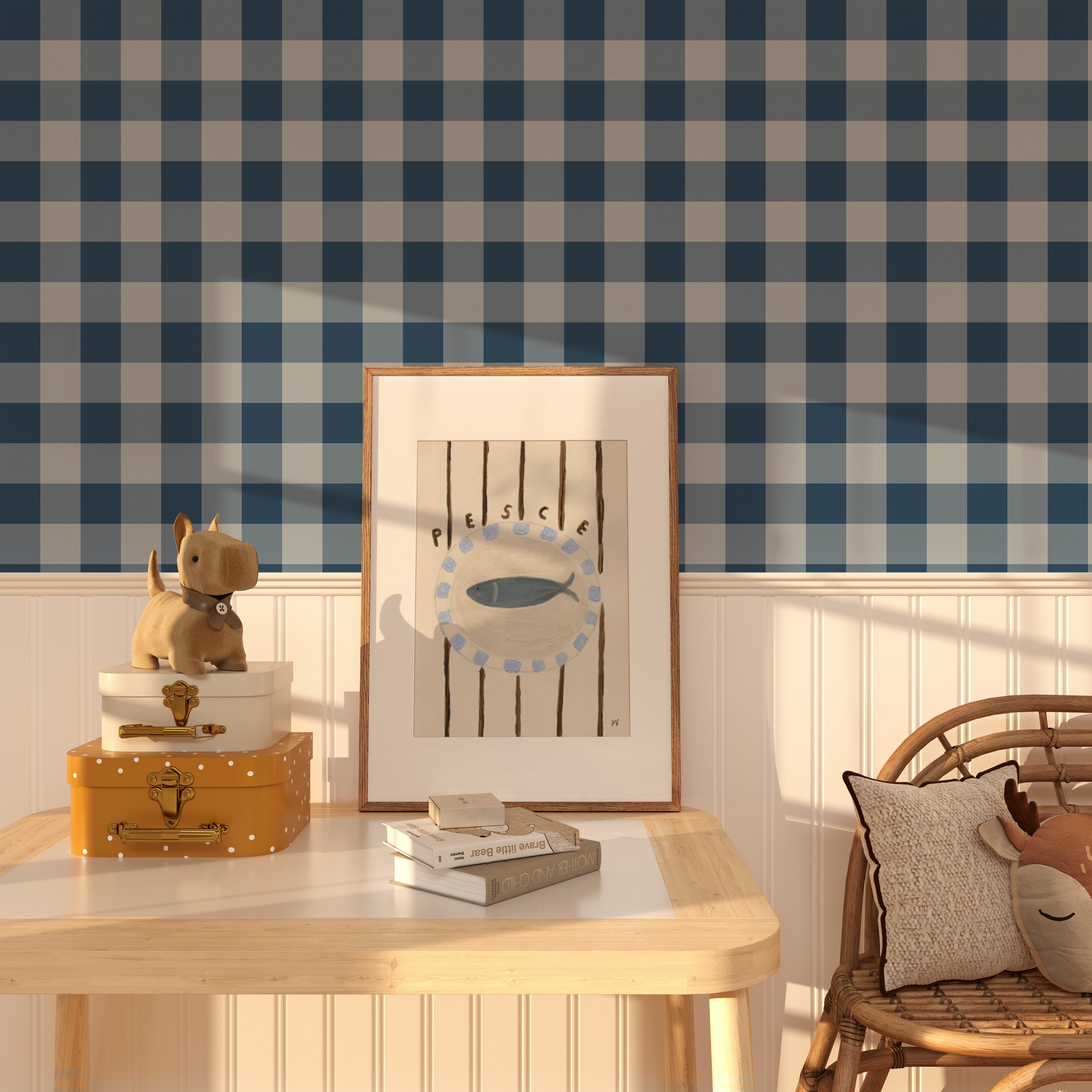 Buffalo Check - Navy Wallpaper | Removable Kids Room & Nursery ...