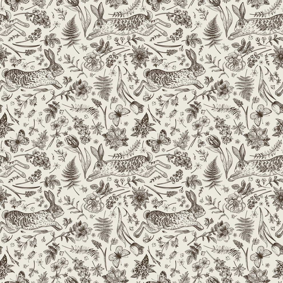 Leaping Hare - Espresso Wallpaper | Kids Room & Nursery Removable ...