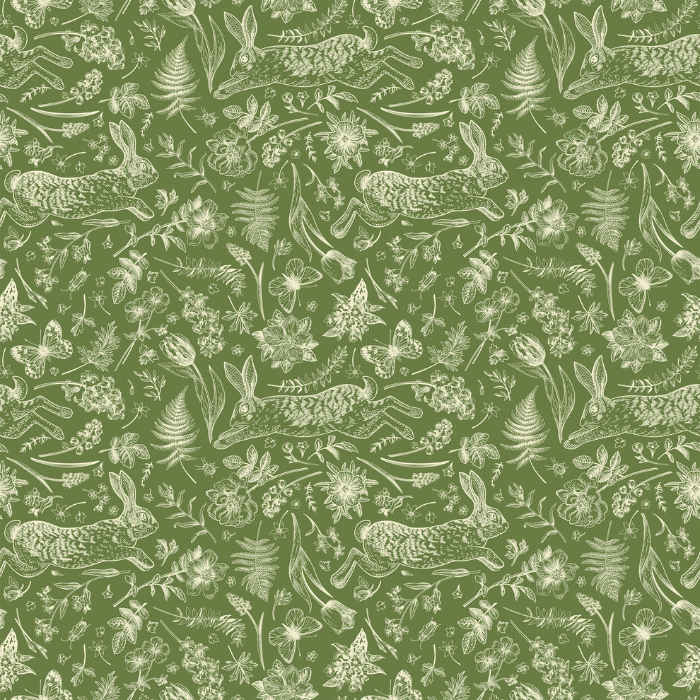 Leaping Hare - Garden Green Wallpaper | Kids Room & Nursery Removable ...