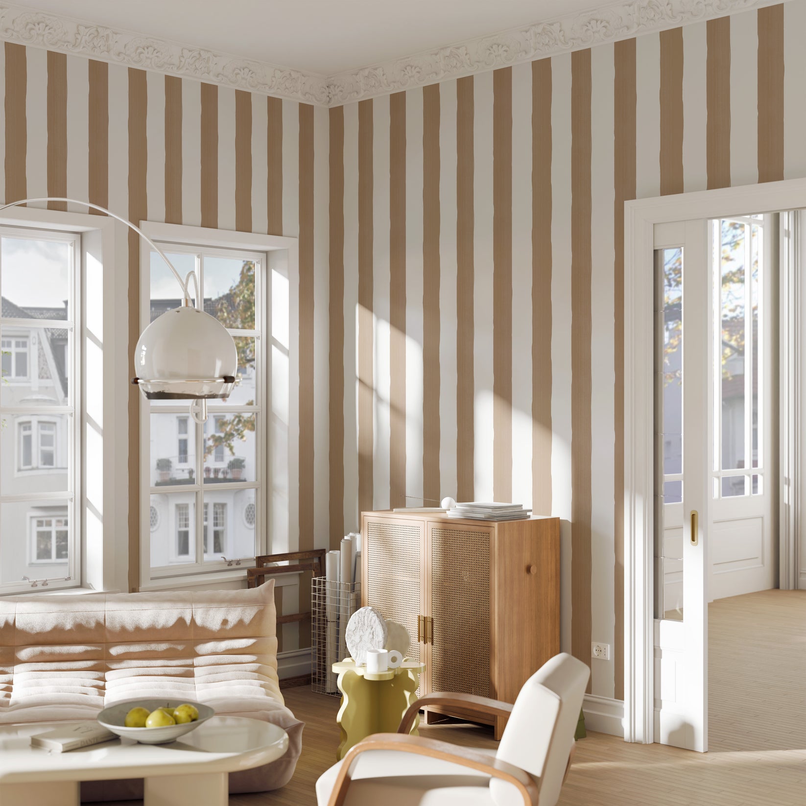 Perfect Imperfect Stripe Wallpaper - Beige | Stripe Wallpaper – In Good Fun